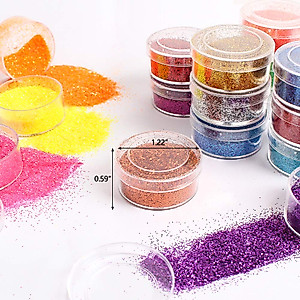 Extra Fine Glitter Powder for Craft, 24 Colors Holographic Cosmetic Laser Glitter for Nail Body Eye Hair Face Lip Gloss, Iridescent Glitter Powder for Tumbler and Makeup (24 Fine)