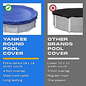 28 ft Round Pool Cover | Extra Thick & Durable Above-Ground Pool Cover | Sapphire Series of Premium Cold- and UV-Resistant Pool Cover | Above-Ground Pool Protection | by Yankee Pool Pillow