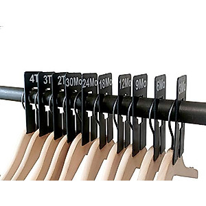 NAHANCO QSDBWKIT5, Black Rectangular Clothing Size Dividers with White Print for Baby/Kids, 3MOS – 4T, Kit of 10 (10 Sizes, 1 Piece Each)