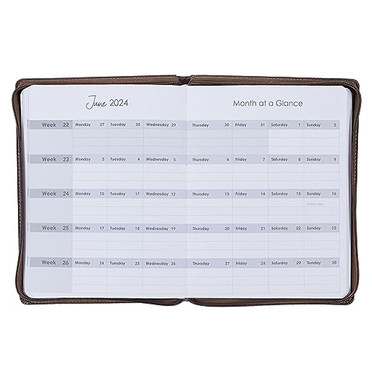 Christian Art Gifts 2024 18 Month Women's Large Vegan Leather Personal Planner Organizer w/Zipper Closure: Trust in the Lord Bible Verse for Daily, Weekly, Monthly Planning, Agenda, Work, Brown Floral