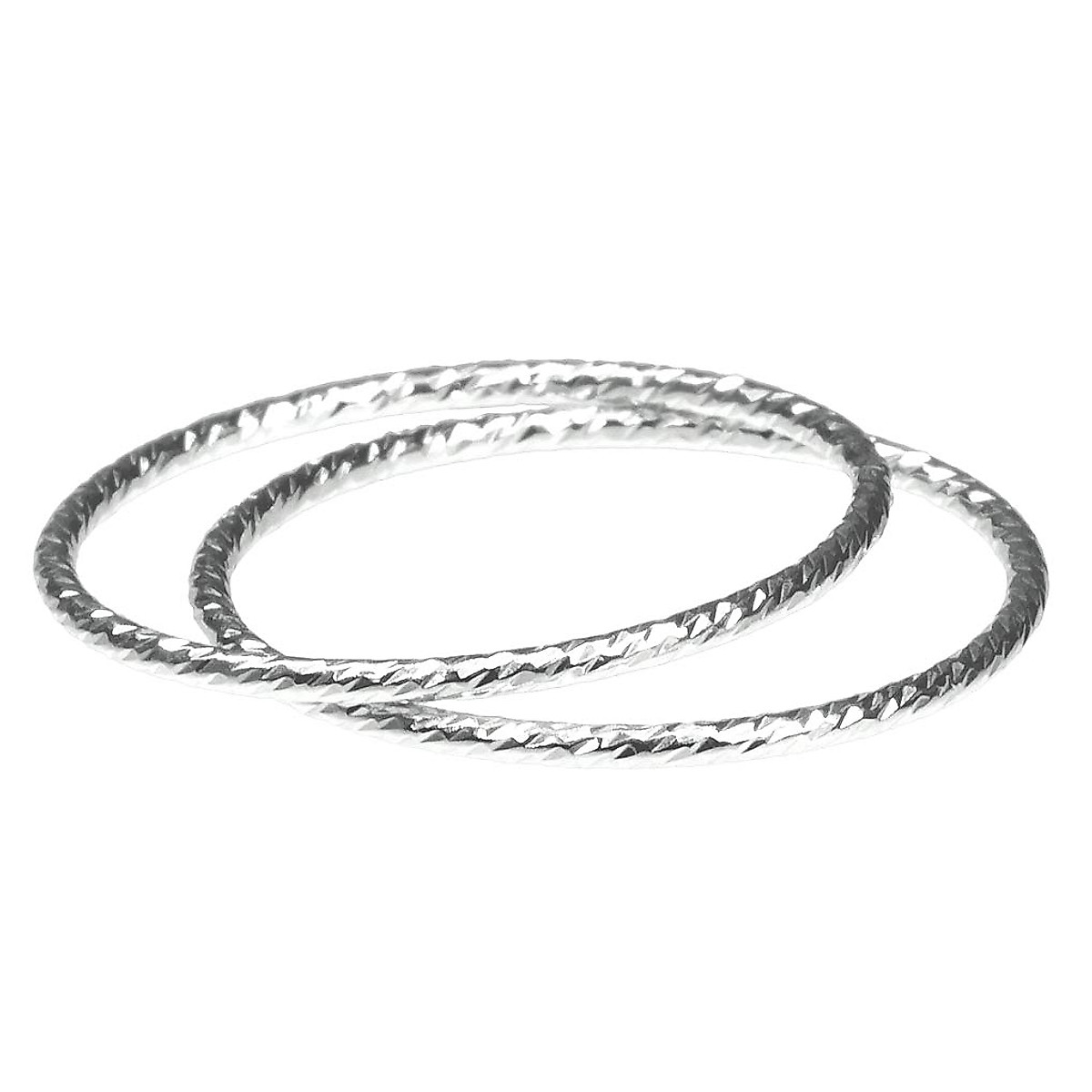 uGems 2 Sterling Silver Sparkle Stacking Rings Size 7 3/4