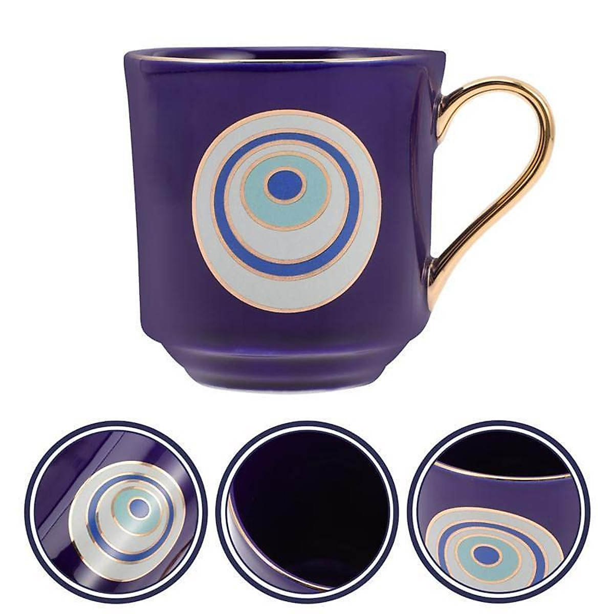 MOWUQEEN Espresso Coffee Cups Set, Evil Eye cups Ceramic Coffee Mug, Hamsa Hand Designed Set of Cups And Saucers resso Coffee Cups Set, Ceramic Coffee Mug Tea Cup (DY-Devil's Eye Cup-C)