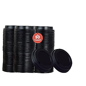 Smygoods Coffee Cup Lids, Dome Lid for Smygoods 10/24 Ounce Cups, Paper cups, Black, 50 Count [No Cups Included]
