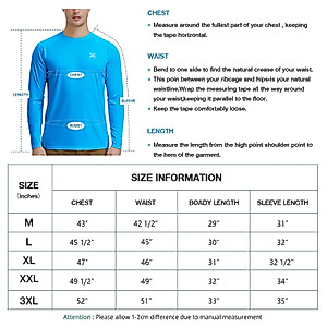 Men's Solid Color Long Sleeve Tee Cooling PerformanceT-Shirt (Blue,M)