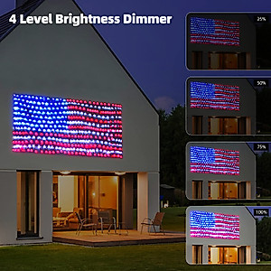 MZD8391 Solar American US Flag Lights [Solar & USB 2 Power Way], 420 LEDs Waterproof USA Net Lights, 6.75 FT x 3.53 for Garden, 4th of July, Independence Day Decoration