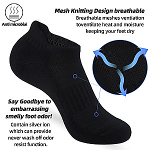 ATBITER 6 Pairs Women's Ankle Running Socks Cushioned Low Cut Tab Athletic Socks