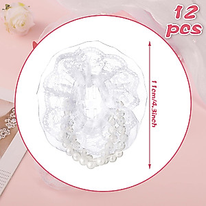 12 Pieces Wedding Elastic Pearl Wrist Corsage Bands DIY Flower Hand Stretch Bracelet for Wedding Prom Bride Handmade