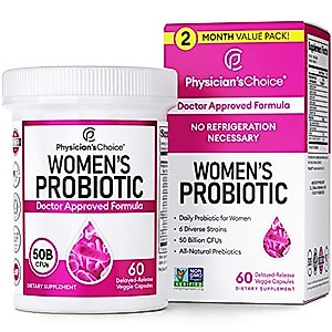Prebiotics & Probiotics for Women - Science Backed ProCran - Organic Prebiotics, 50 Billion CFU, D-Mannose & Cranberry for Digestive, Immune, Feminine Health, Soy & Dairy Free, 60 Vegan Capsules