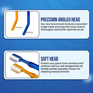 AIM DENTAL SUPPLY Toothbrush for Braces, Soft Head Braces Toothbrush, V Trimmed Design 2-Pack | Quick Orthodontic Cleaning | Deep Clean Braces at Home (Pack of 2)