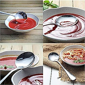HAPPY KIT Soup Spoons, 8-Piece Premium Soup Spoons Stainless Steel Large Round Spoons, Heavy-Weight Round Deep Bowl Spoons Set Flatware Set