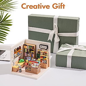 ROBOTIME DIY Miniature House - 1:24 Scale Realistic Store Kit with LED Light - Tiny Model Mini House with Furniture, Best Birthday Gift