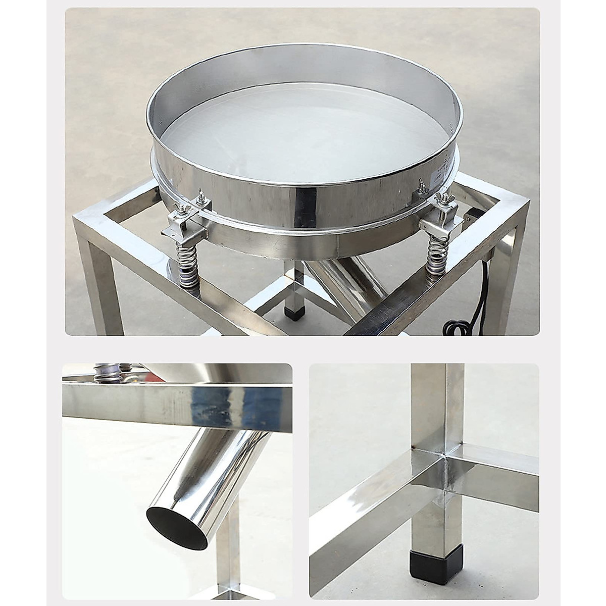 Taishi Commercial Automatic Electric Sifter Shaker Machine,Vibrating Flour Sifter with 19.6" 80 Mesh Sieve Screen for Baking Powder Grain Particles Food Industrial Processing, 110V