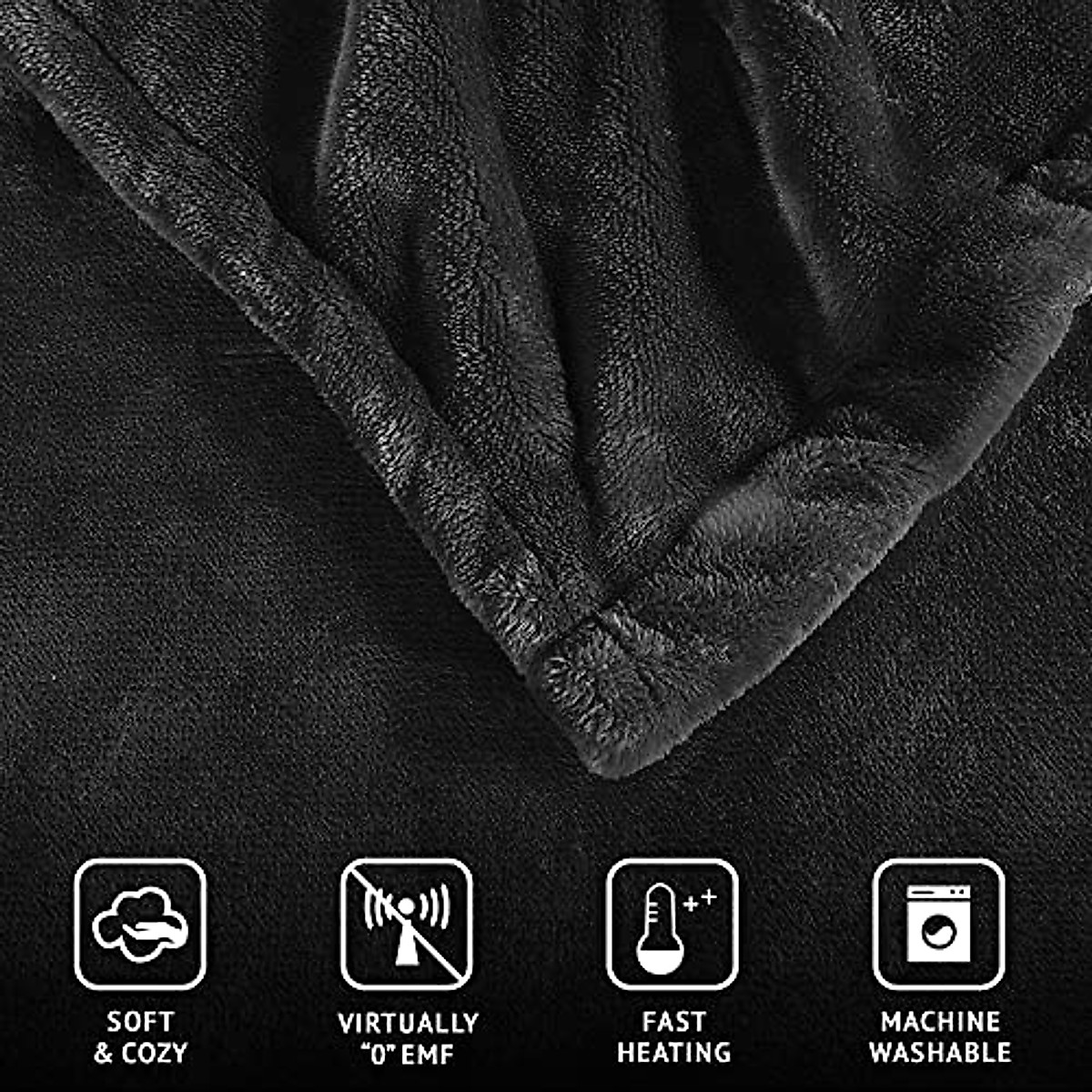 Beautyrest Heated Electric Blanket for Cold Weather, Fast Heating Heated Blanket, Auto Shut Off, Virtually Zero EMF, Multi Heat Setting, UL Certified, Black Full (84 inx80 in)