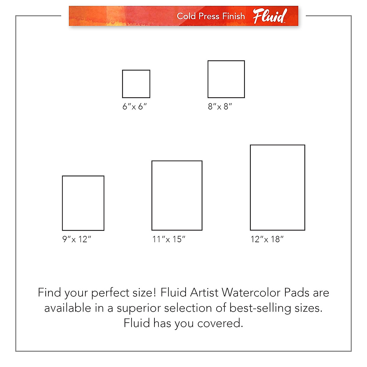 Fluid Artist Watercolor Pad, 140 lb (300 GSM) Cold Press Paper Pad for Watercolor Painting and Wet Media, Fold Over, 12 x 18 inches, 20 White Sheets
