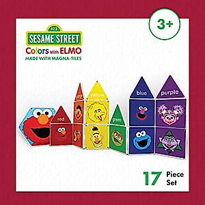 CreateOn Magna-Tiles “Sesame Street” Toys, Magnetic Kids’ Building Toys from “Sesame Street” Books, Colors with Elmo Magnet Tiles, Educational Toys for Ages 3+, 17 Pieces