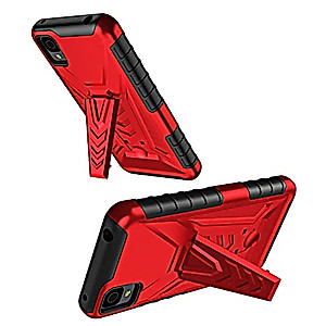 YJROP for TCL A3/A30/ion z Case with Tempered Glass Screen Protector Protection Cover Shockproof Heavy Duty [Military-Grade] Rugged Phone Case with Kickstand for TCL A3/A30/ion z (2022) 5.5" (red)