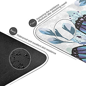 MOYYO Beautiful Flowers Butterfly Yoga Mat Printed Suede Natural Rubber Thin Hot Yoga Mat Non Slip Sweat Fitness Mat 71x26 Inch Portable Travel Yoga Mat for Yoga Pilates and Floor Exercises