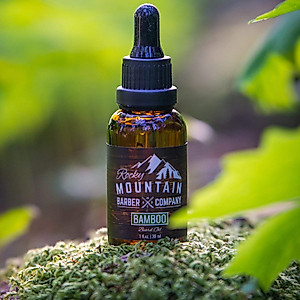 Rocky Mountain Barber Company Men's Bamboo Beard Oil with Grapeseed Oil, Coconut Oil, Argan Oil and Bamboo Scent