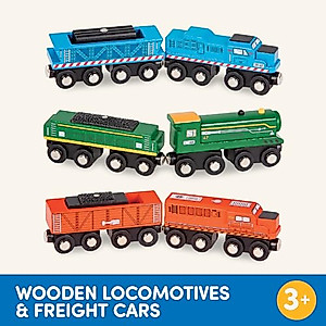 Battat – Classic Trains – 6Pc Wooden Railroad Set – Magnetic Toy Trains – Train Engines & Cars – 3 Years + – Wooden Locomotives & Freight Cars
