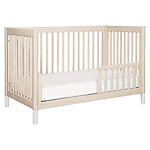 Babyletto Gelato 4-in-1 Convertible Crib with Toddler Bed Conversion in Washed Natural and White, Greenguard Gold Certified