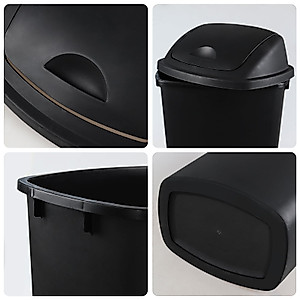 Uumitty 4 Pack 11 Gallon Swing Top Trash Can, Plastic Garbage Bin for Kitchen, Black