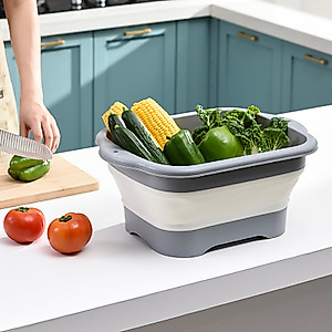 Nicunom 2 Pack Collapsible Wash Basin with Drain Plug, 9L Large Collapsible Dish Tub Portable Sink Dish Basin Foldable Dishpan Space Saving for Kitchen, RV, Camping Dish Washing Tub