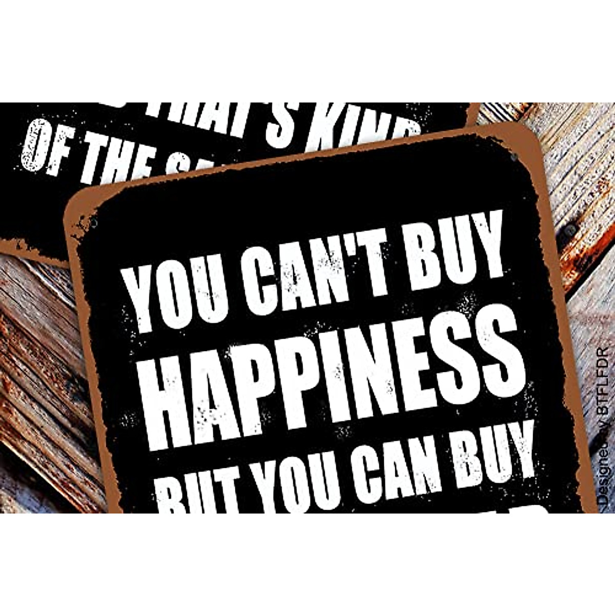 8 x 12 Tin Sign You Can't Buy Happiness But You Can Buy Alcohol Metal Sign for Retro Room Decor and Garage Accessories