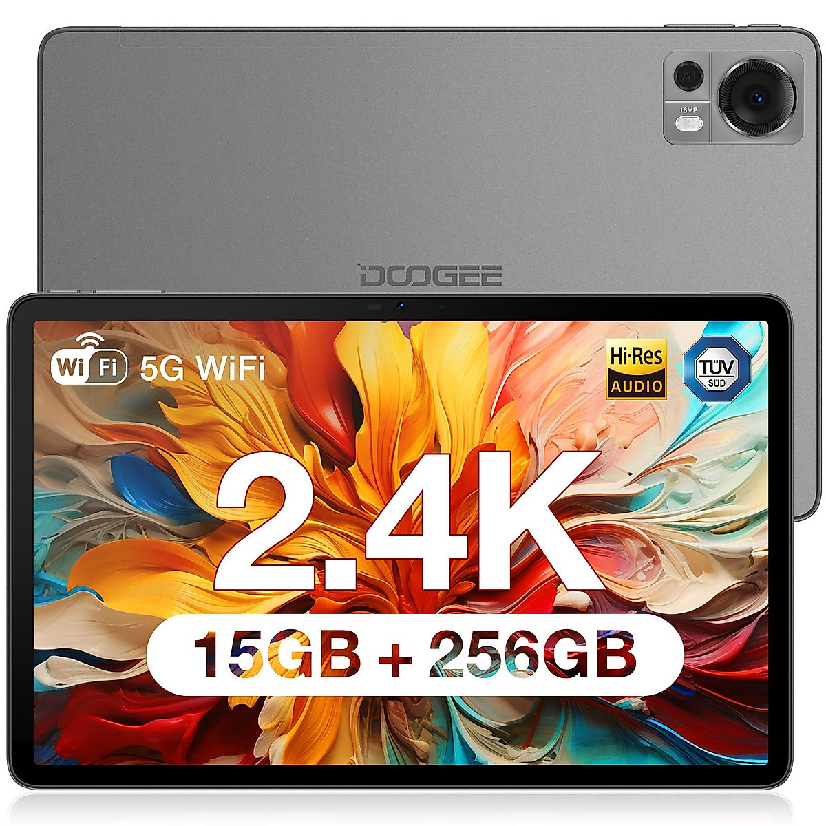 DOOGEE T20 Android Tablet,10.4'' 2K Tablet,15GB+256GB, Hi-Res Quad Speakers, Octa-core Gaming Tablet, 8300mAh Battery, 2.4G/5G WiFi Tablet Android 12, TÜV Low Bluelight, Split Screen