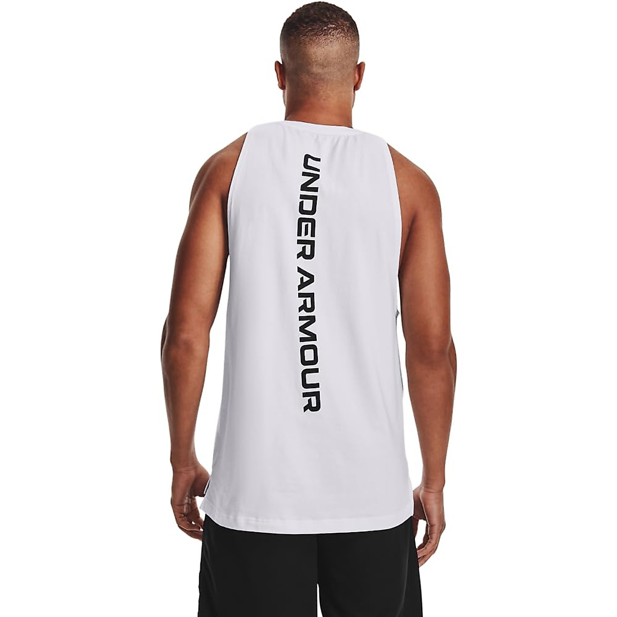 Under Armour Men's Baseline Cotton Tank , White (100)/Black, Medium