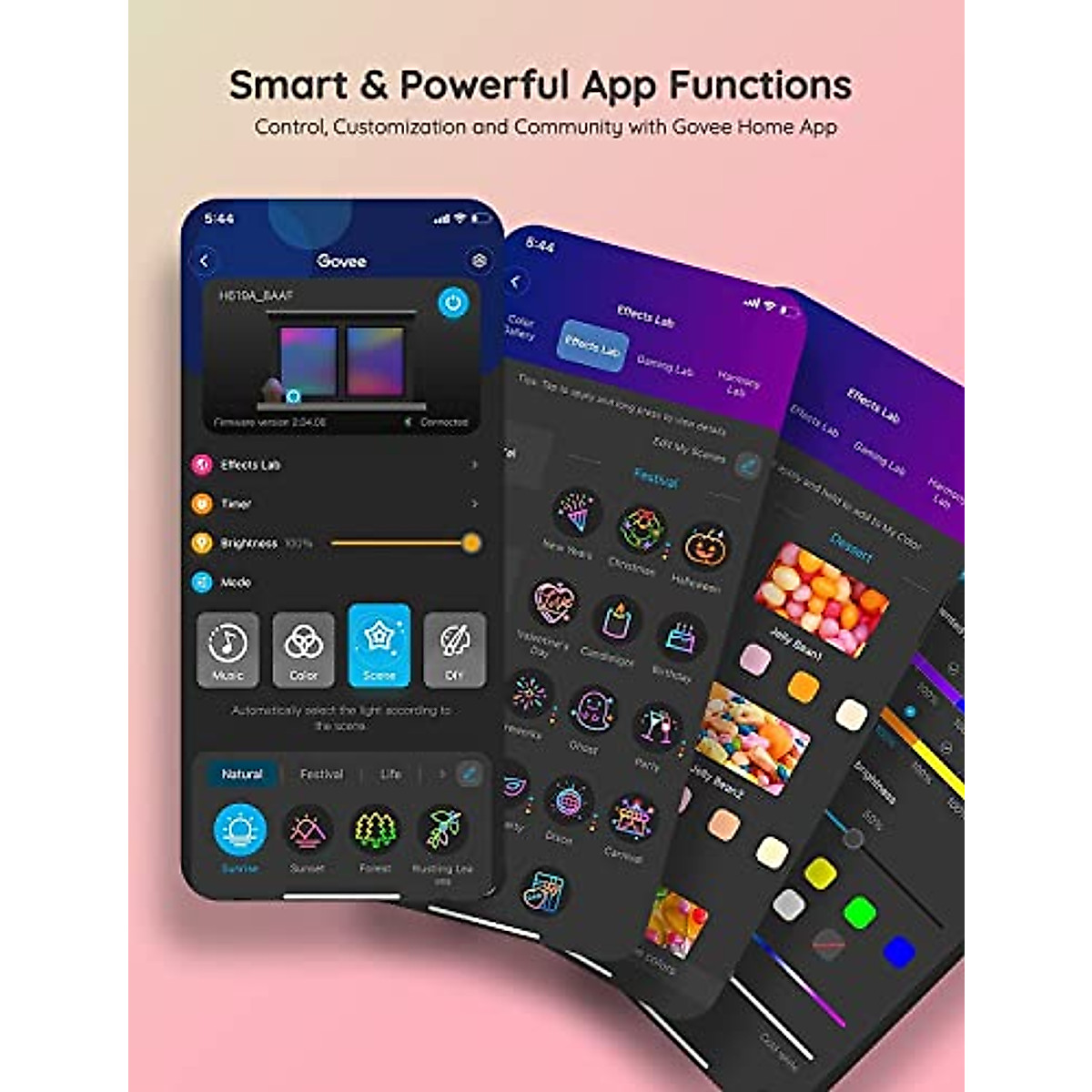 MINGER RGBIC LED Strip Lights 16.4ft, Bluetooth Color Changing LED Lights, Segmented APP Control Multicolor Music Sync DIY Mode for Christmas Party, Bedroom, Kitchen, Bar