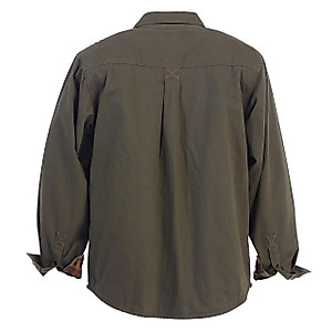 Gioberti Men's Brushed and Soft Twill Shirt Jacket with Flannel Lining, Olive, L