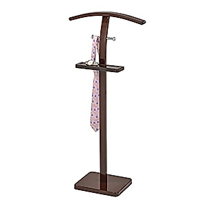 Kings Brand Furniture - Freestanding Clothing Valet Rack Stand, Walnut/Chrome