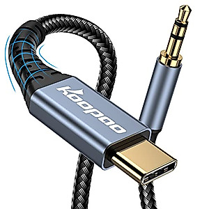 KOOPAO USB C to 3.5mm Audio Aux Jack Cable(3.3Ft),Type C to 3.5mm Headphone Stereo Cord Car Compatible with Samsung Galaxy S23 S22 S21 S20＋ Note 20 10,i Pad Pro 2018,Google Pixel 3 4 5 XL
