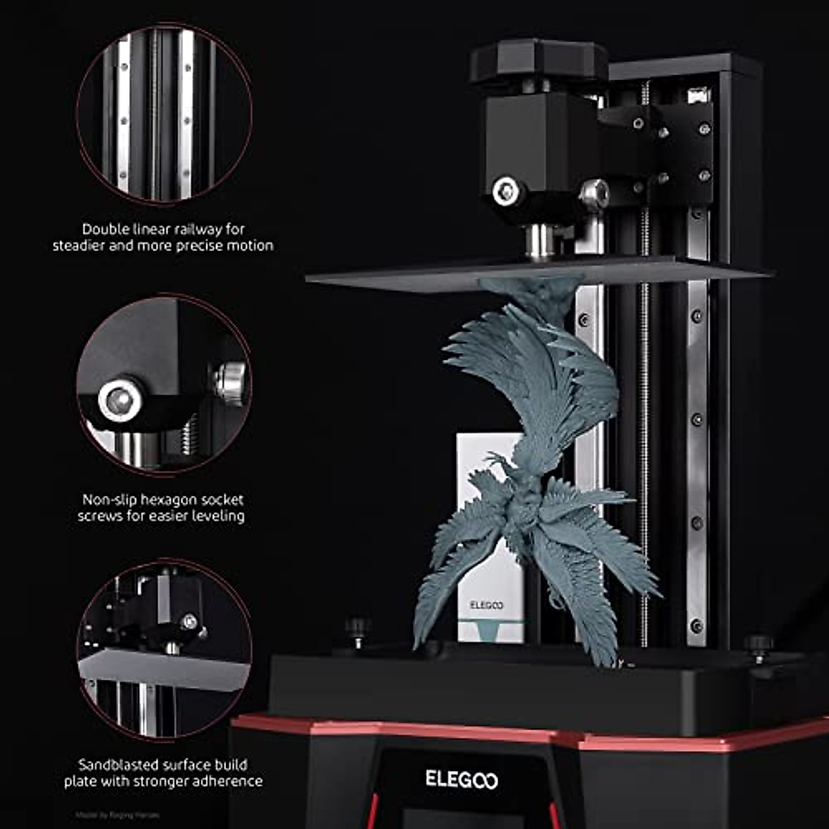 ELEGOO Saturn 2 MSLA 3D Printer and ELEGOO 8K Water Washable Photopolymer Resin Grey 1000g