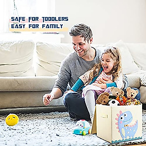 CLOVERCAT Fabric Foldable Collapsible Storage Cube Bin Organizer Basket with Lid, Handles For Home, Office, Nursery, Closet (Alpaca)