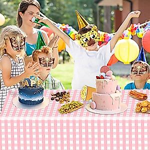 HEIPINIUYE 6 Pack Pink Gingham Disposable Tablecloths 54 x 108 White and Pink Plastic Checkered Table Cloth Pink Paper Tablecloth for Picnic Wedding Baby Shower Birthday Pink Gingham Table Cover