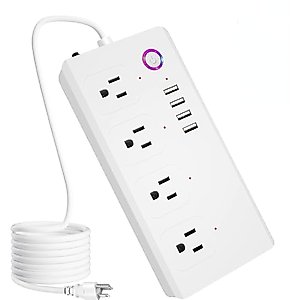 Smart Extension Cord Jinvoo WiFi Surge Protector Power Strip with 4 Individually Controlled AC Outlets and 4 USB Ports Works with Alexa & Google Home