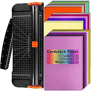 Glitter Cardstock Paper Cutter Bundle, 60 Sheets 5 Colors, A4 Glitter Paper Colored Cardstock Metallic Cardstock Paper for Circuit Maker Crafts DIY Projects Party Decor Scrapbook Origami