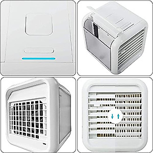 Portable Air Conditioner Fan, Spray humidification, 3 in 1 Air Cooler | Humidifier | Purifier,with 3 Speeds 7 Colors LED Light for Home Office Bedroom