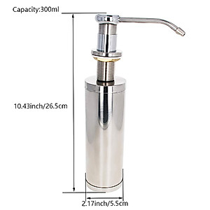 MroMax 1Pcs Sink Soap Dispenser or Lotion Dispenser for Kitchen Sink Brushed Stainless Steel 10oz Kitchen Sink Soap Dispenser Bar Sink Soap Dispenser