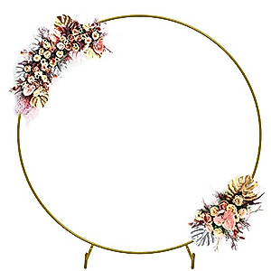 Fomcet 7.2FT Gold Round Backdrop Stand Metal Circle Wedding Balloon Arch Kit Frame for Wedding Ceremony Anniversary Birthday Party Graduation Photo Background Decoration Rust Resistant Stable Stands