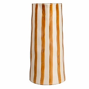 Creative Co-Op Hand-Painted Stoneware Stripes, Multicolor Pitcher, Multi