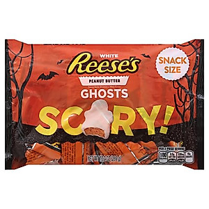 REESE'S White Creme Peanut Butter Snack Size Ghosts Candy, Halloween, 10.2 oz, Bag