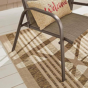 StyleWell Mix and Match Dark Taupe Steel Sling Outdoor Patio Dining Chair in Riverbed Taupe Tan (2-Pack)