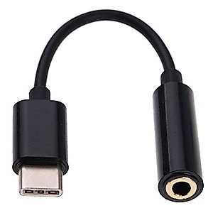 hudiemm0B Type-C to 3.5mm Earphone Adapter, Type-C to 3.5mm Earphone Jack Charger Audio Adapter Cable Cord for Xiaomi 8SE 6X Black