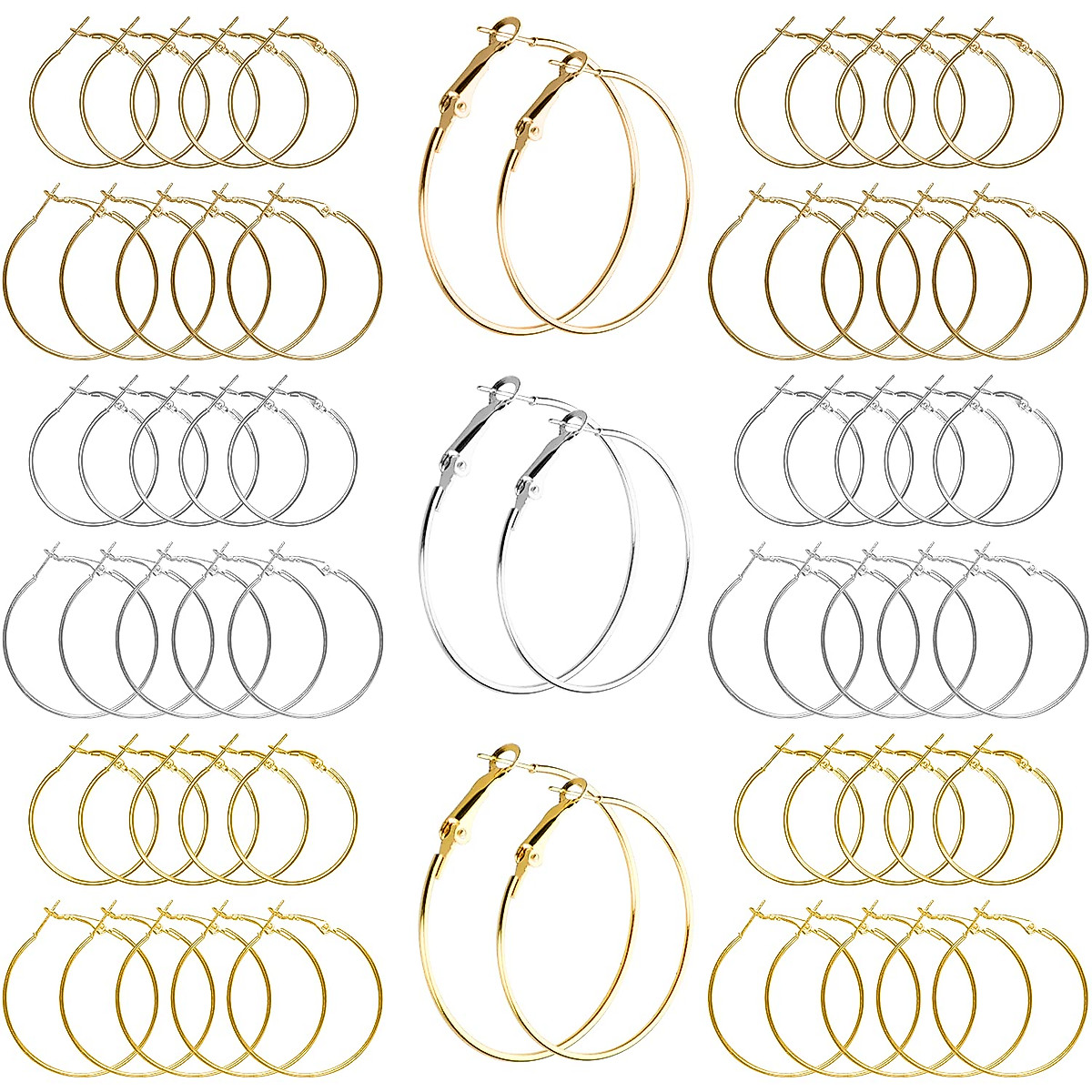 FANMAOUS 60Pcs Hoop Earring Findings Stainless Steel Earrings Beading Round Earrings Hypoallergenic Hoop Earrings Open Beading Hoop for Jewelry Making DIY Crafts Art Creation Girl