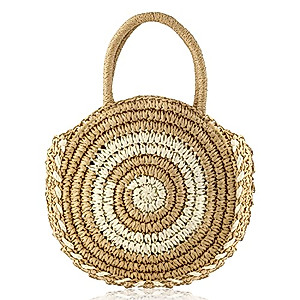 Straw Beach Bag, Stylish Beach Tote Bag Woven Straw Bag Vintage Zipper Straw Tote with Large Capacity, Zipper Beach Tote Handbag Shoulder Bag for Women Summer Beach Pool Party