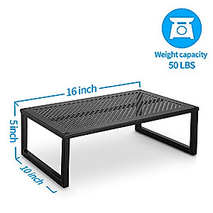 2 Pack- Simple Trending Monitor Stand Riser, Metal Desk Organizer Stand with Anti-slip suction cup for Laptop, Computer, iMac, Pc, Printer, Black