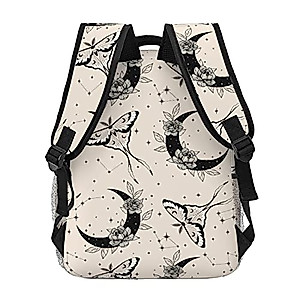 BoeHiop Boho Magic butterfly Moon Star Lightweight Laptop Backpack for Women Men College Bookbag Casual Daypack Travel Bag