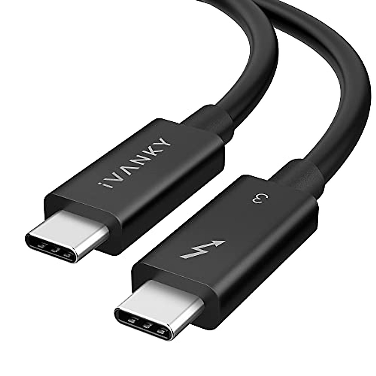 iVANKY Thunderbolt 3 Cable 2.3ft USB C Data Transfer Cable 40Gbps, 100W PD Charging，8K@30Hz Thunderbolt Cable for iPhone 16/16 Pro/16 Plus/16 ProMax, iPhone15, Type-C MacBooks, Dell, iPad Pro, Docking